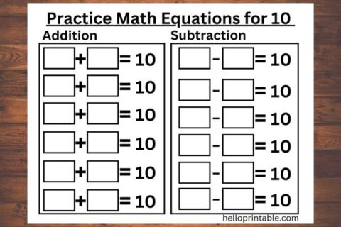 Learning Math Equations -Practice Worksheets - helloprintable.com